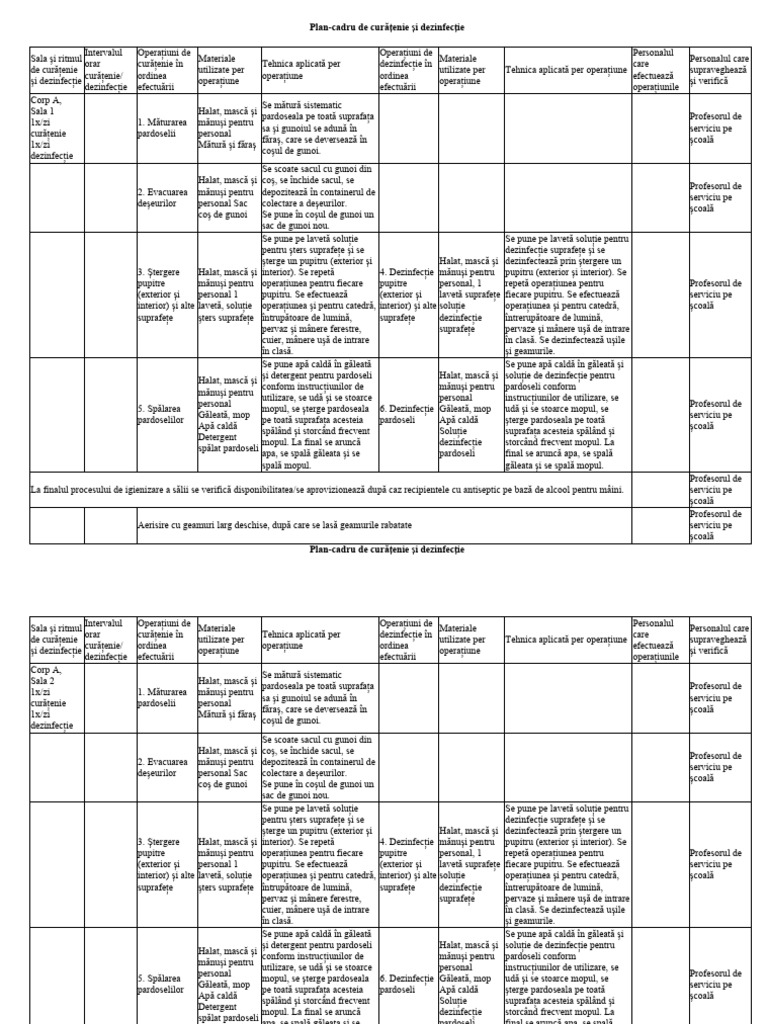 Plan Curatenie | PDF