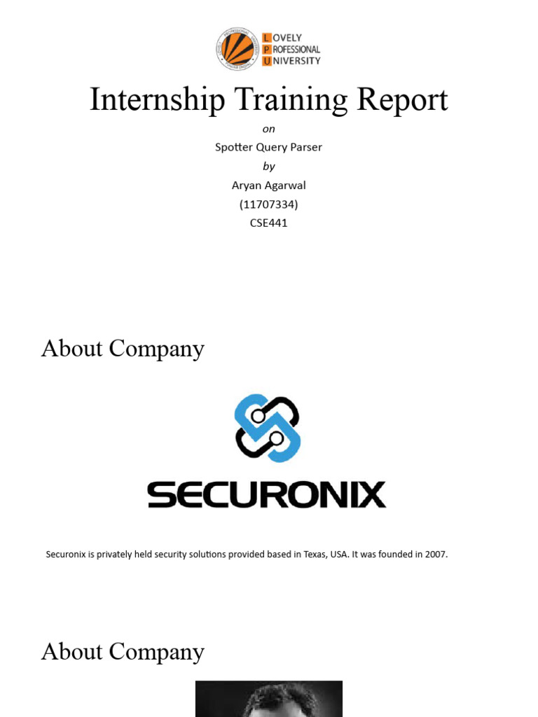 Spotter Query Parser Internship Report | PDF | Parsing | Computing