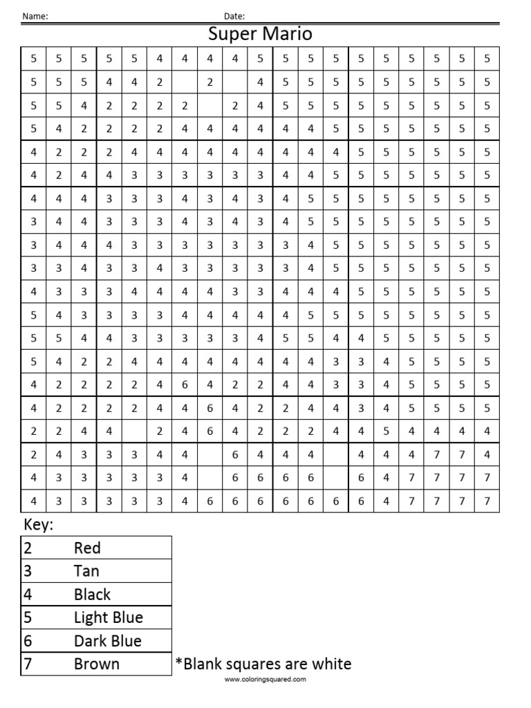 Super Mario Nintendo Color by Number | PDF