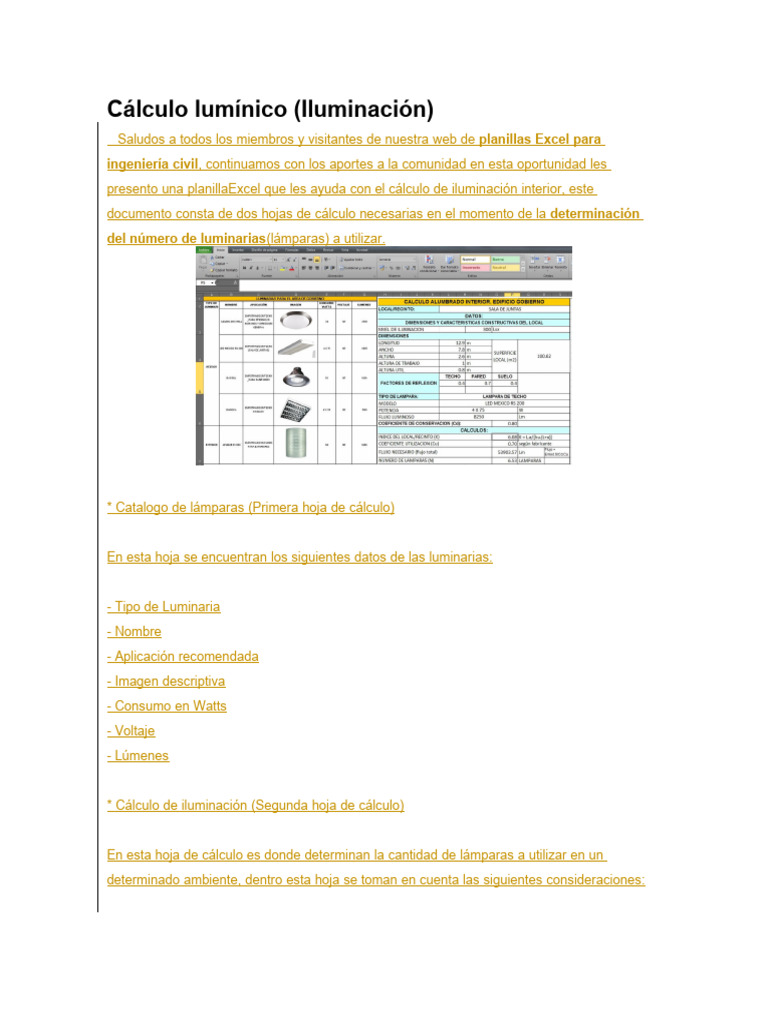 Cálculo Lumínico | PDF