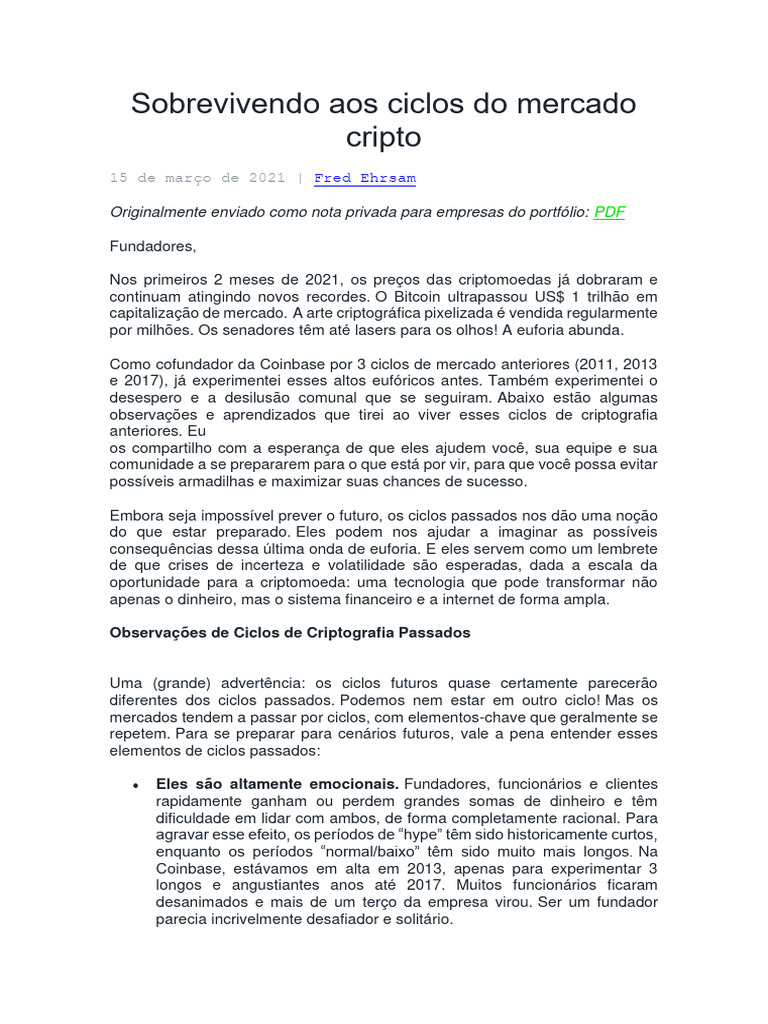 Sobrevivendo Aos Ciclos Do Mercado Cripto | PDF | Criptomoeda | Dinheiro