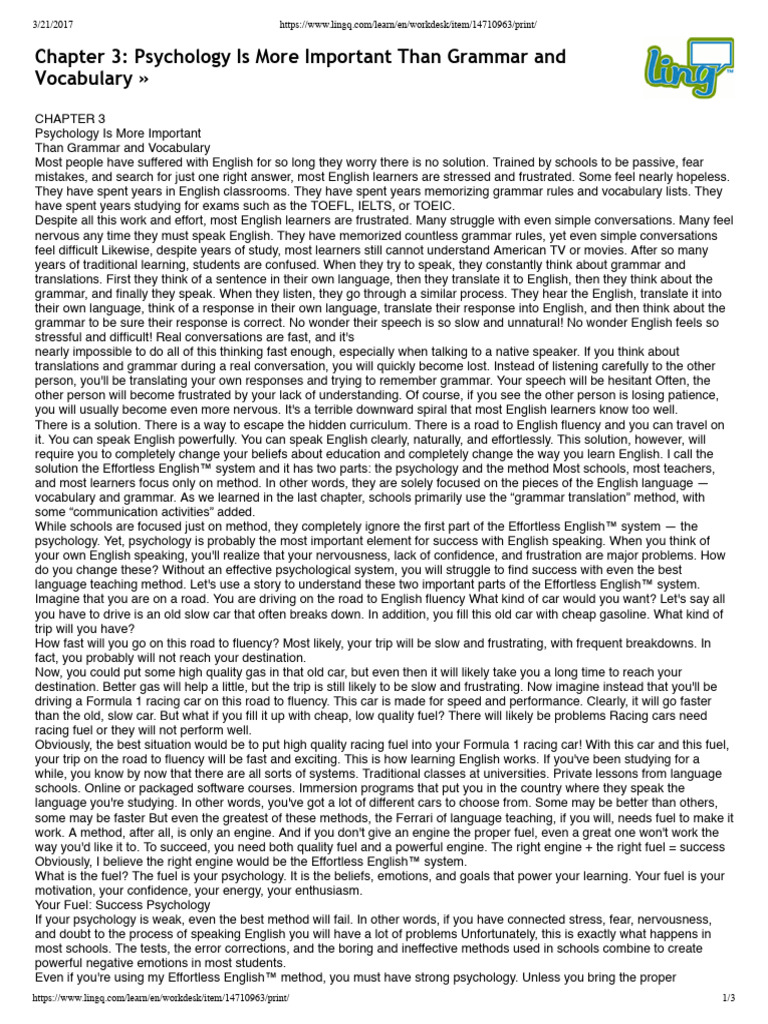 Chap3 - Psychology Is More Important | PDF | Neuro Linguistic Programming | Cognition