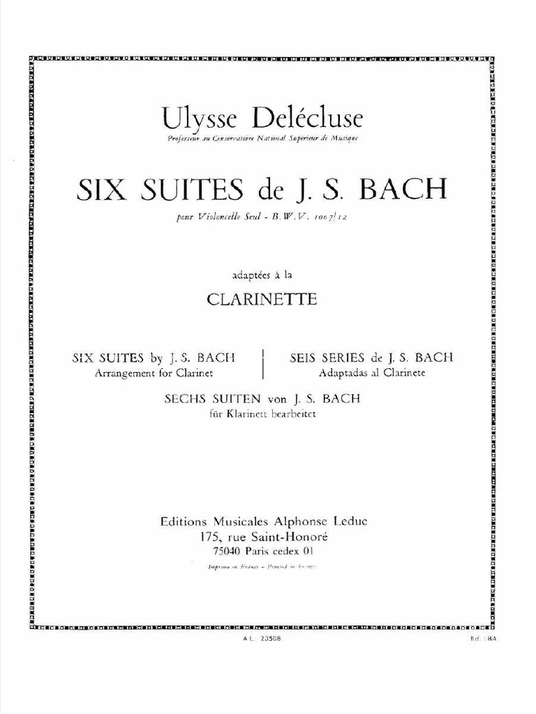 Bach Suites Cello Clarinete | PDF