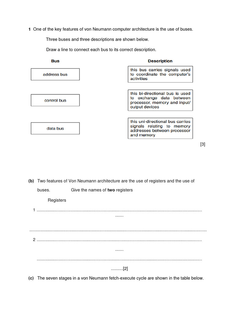 Von Neumann Computer Architecture Worksheet | Download Free PDF | Electronics | Computer ...