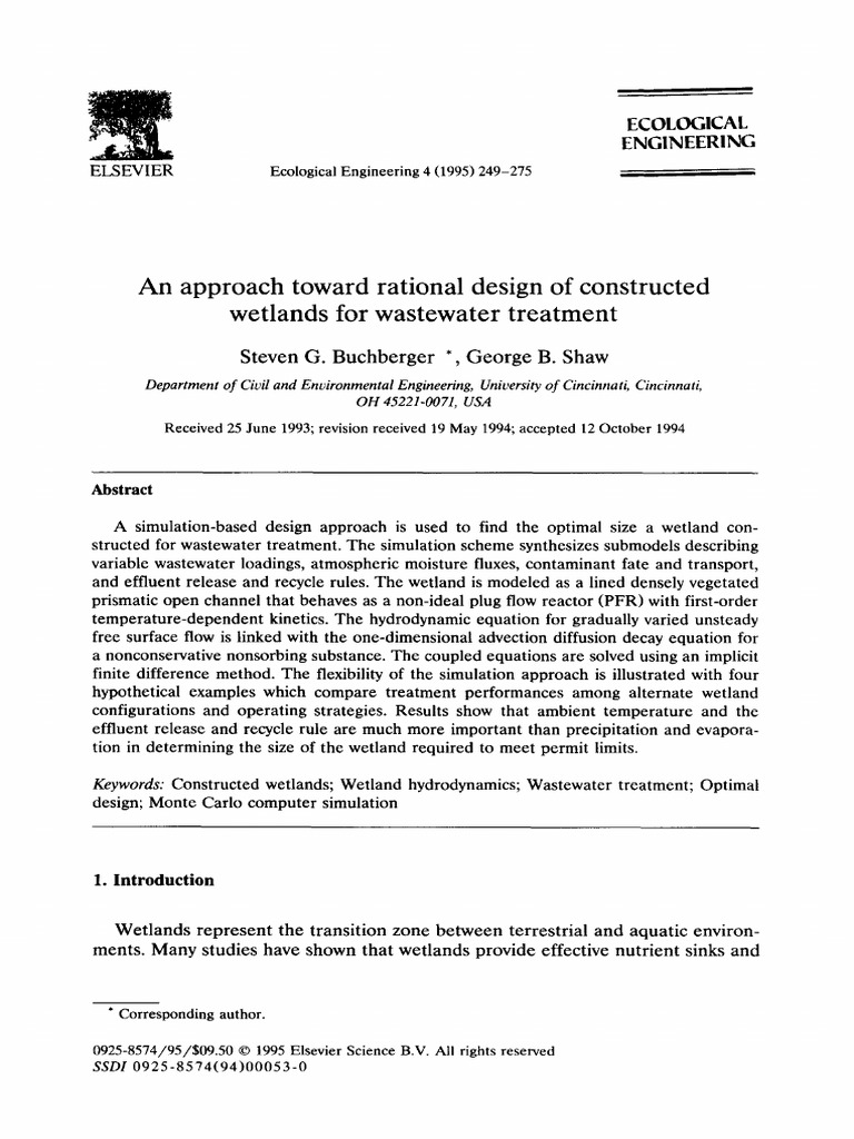 Wetland Design for Wastewater Treatment | PDF | Wetland | Simulation