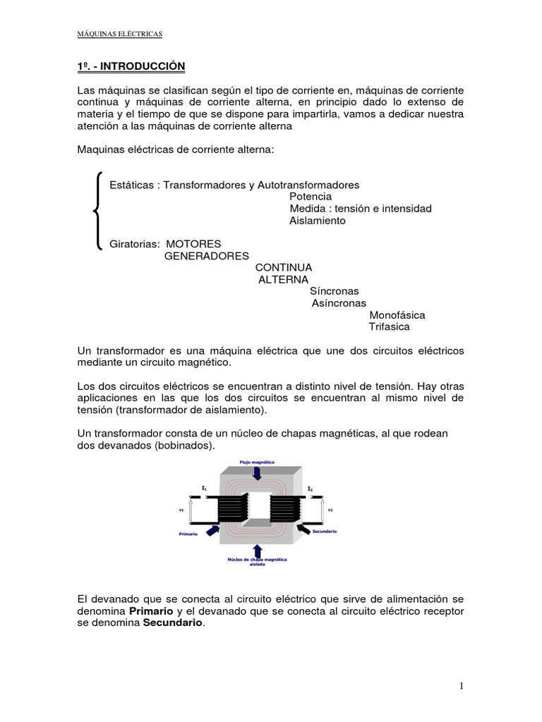 Tema 3 - Maquinas Electricas y Arranques | PDF | Transformador | Corriente eléctrica