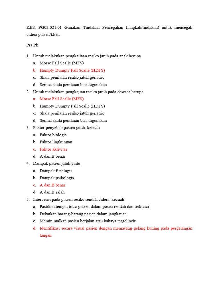 Soal Kes. PG02.021.01 | PDF