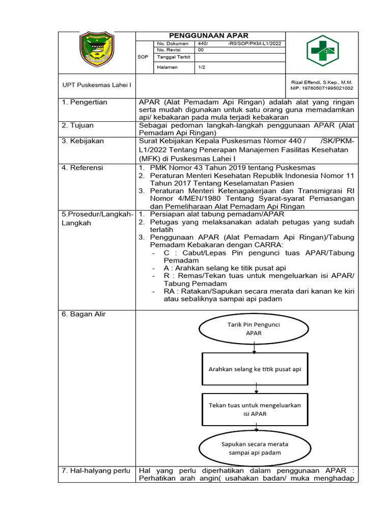 SOP Penggunaan APAR | PDF