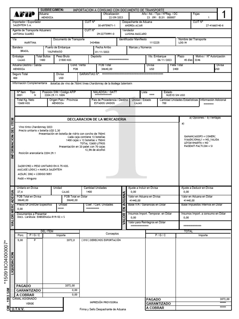 Permisos de Embarque y Documentación Aduanera | PDF | Relaciones ...