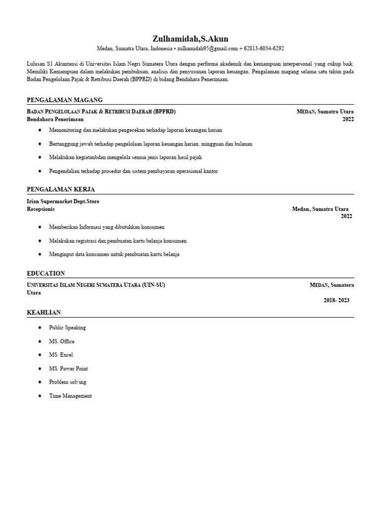 CV Ats Friendly Fresh Graduate | PDF