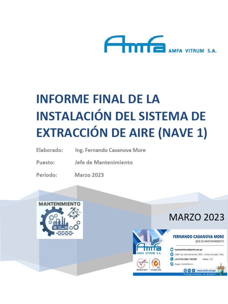 Informe Instalación de Extracción Aire Caliente - Nave | PDF