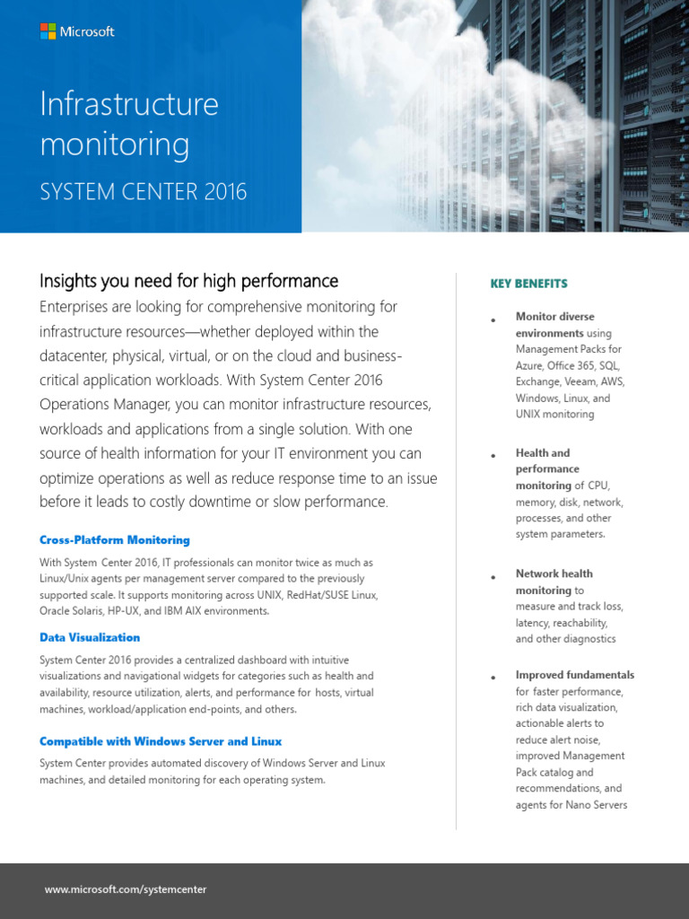 System Center 2016 Infrastructure Monitoring Solution Brief EN US | PDF | Microsoft Azure ...