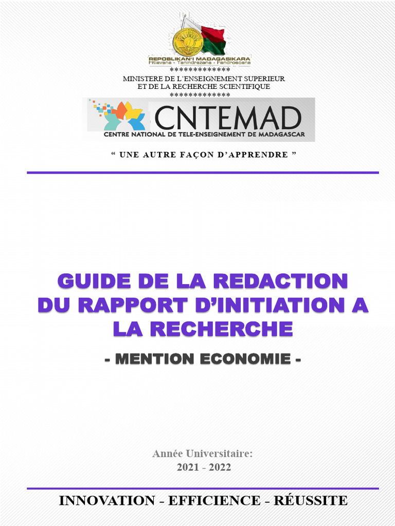 Guide de La Redaction Du Rapport D'Initiation A La Recherche | PDF