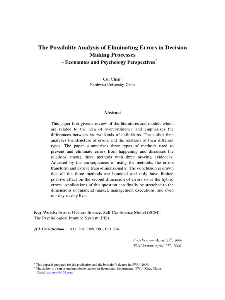 (Behavioral Economics) Michael Choi - The Possibility Analysis of ... (Behavioral Economics) Michael Choi - The Possibility Analysis of ...