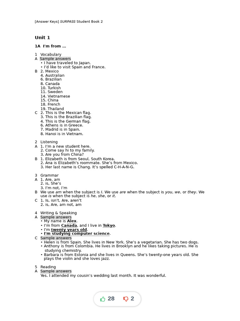 Surpass 2 Student Book Answer Key para El Apoyo Compress | PDF ... Surpass 2 Student Book Answer Key para El Apoyo Compress | PDF ...