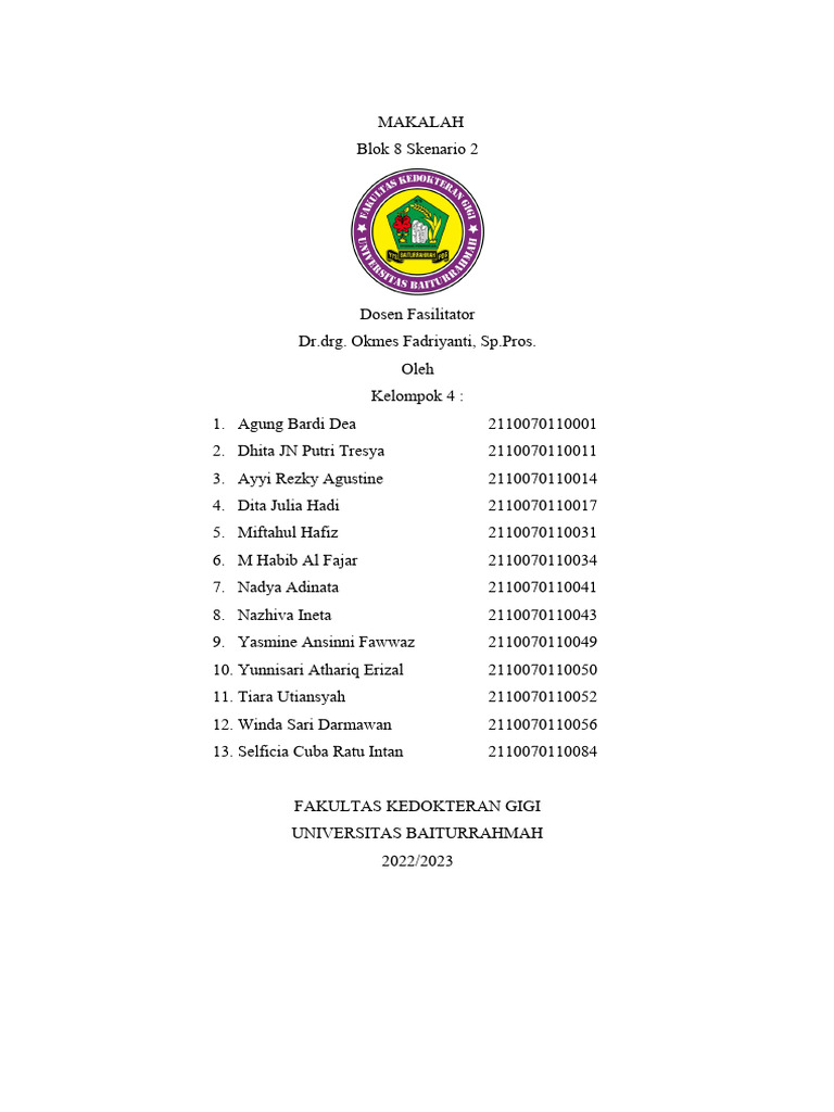 Makalah SK2 Blok 8 Tutor 4 | PDF