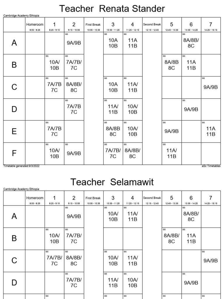 Teacher TT 5.9.22 | PDF | Schools | Educational Institutions