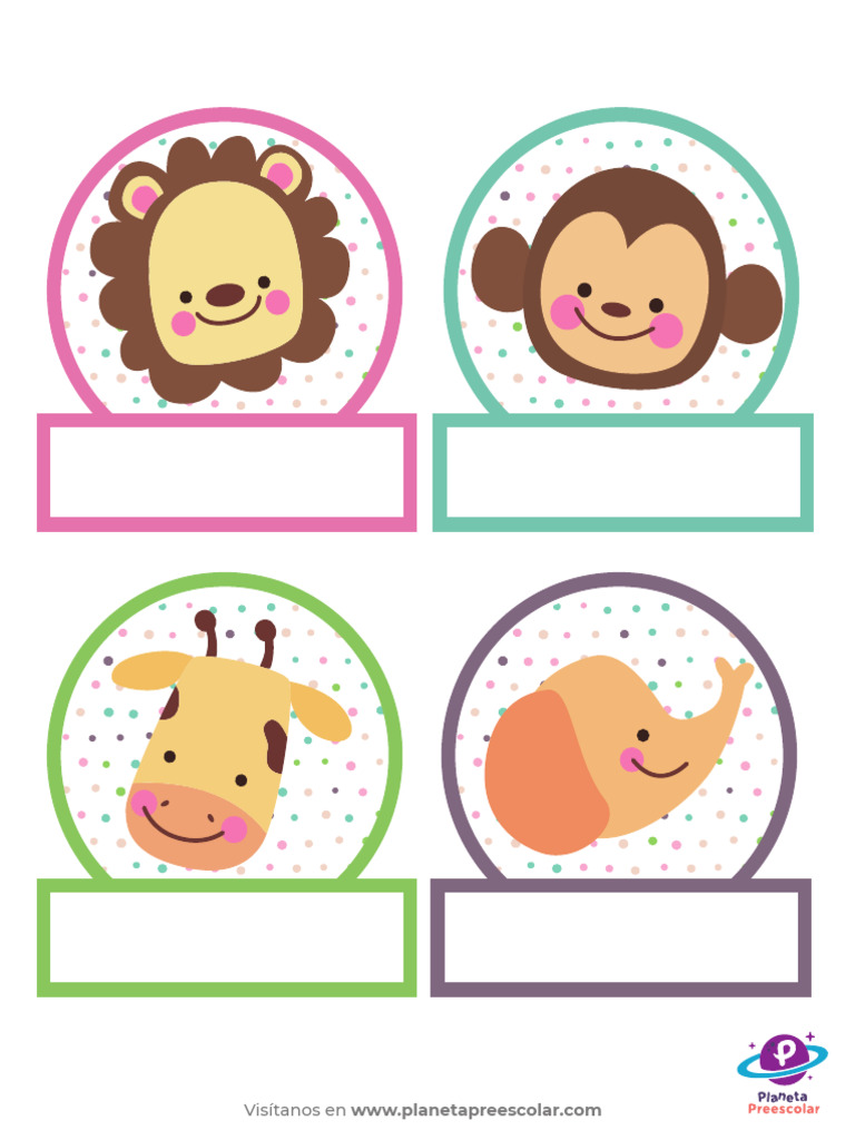 Gafetes Animales Bebé Pdf