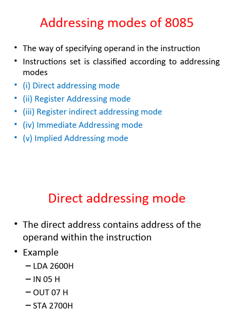 8085 Addressing Modes Explained | PDF | Business | Computers