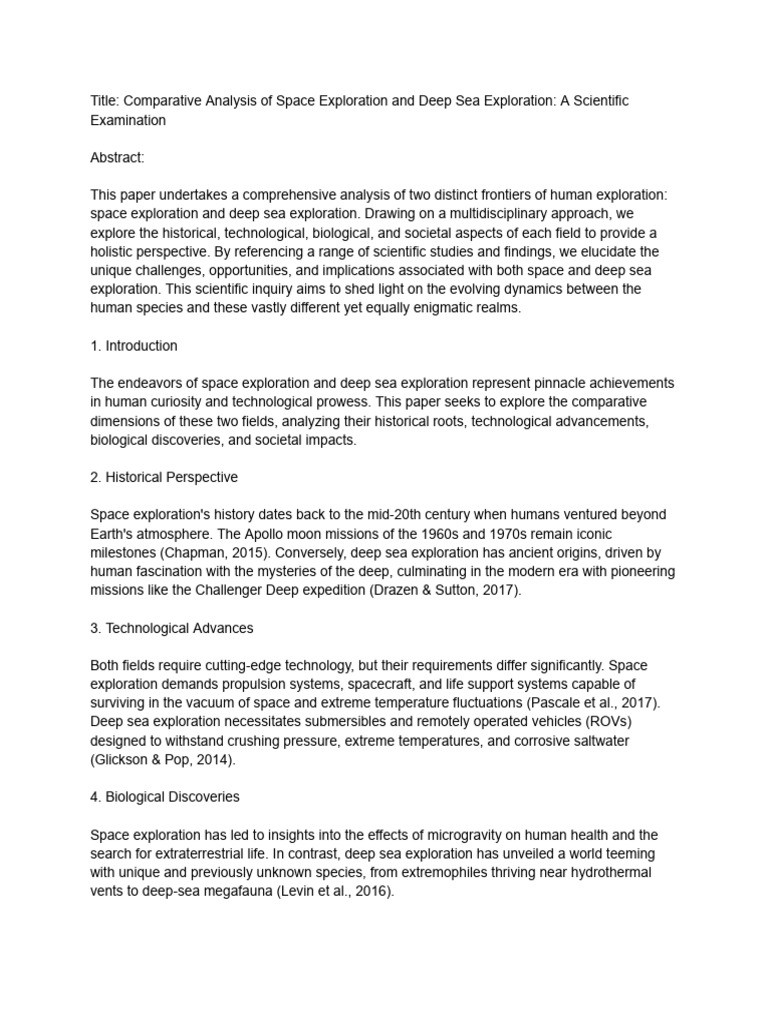 Space Vs Sea Exploration | Download Free PDF | Deep Sea | Space Exploration