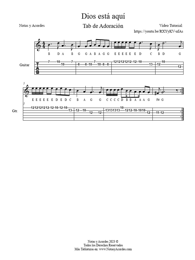 Dios Esta Aqui Tablatura Adoracion | PDF