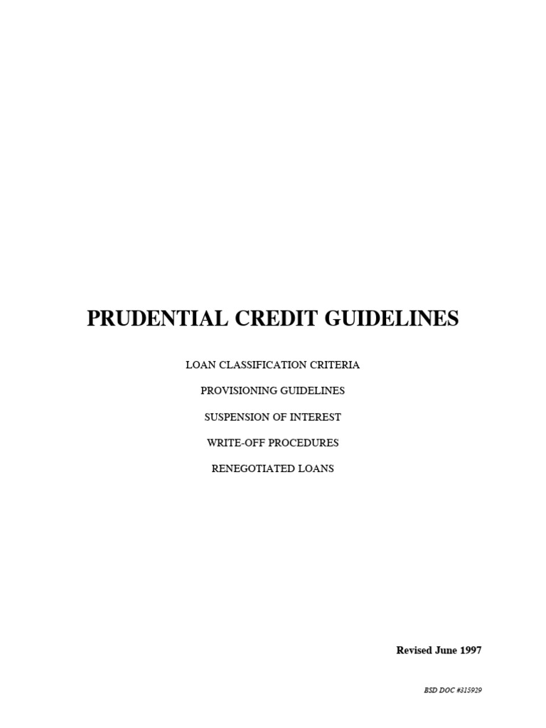 Prudential Credit Guidelines | PDF | Loans | Debt