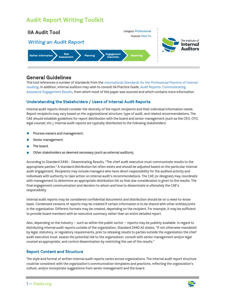 Step 5 Auditing-Report-Writing-Toolkit | PDF | Internal Audit | Audit