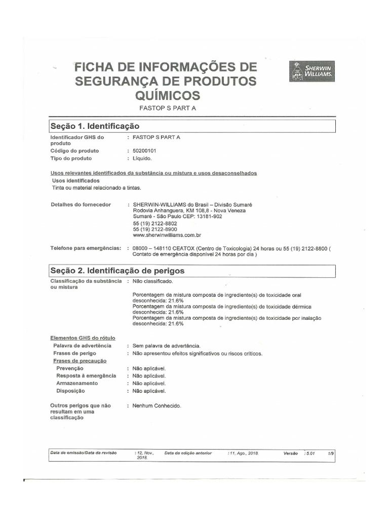 Fastop Componente A - Sherwin Williams | PDF