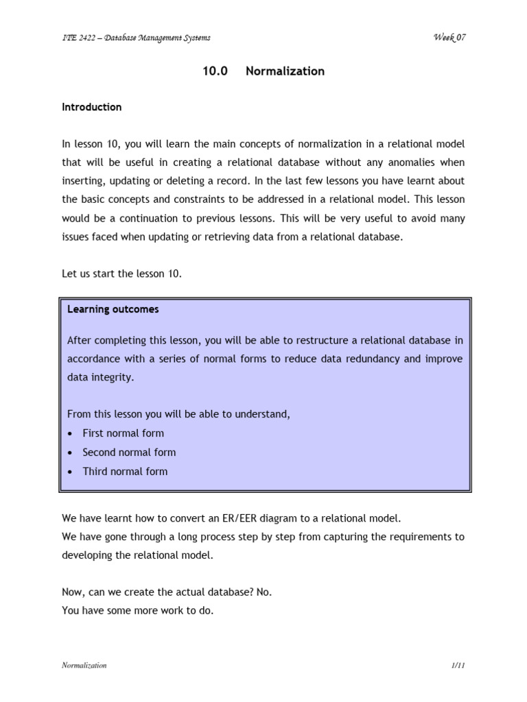 BITWeek7 - L10 - ITE2422 V1 | PDF | Relational Database | Relational Model