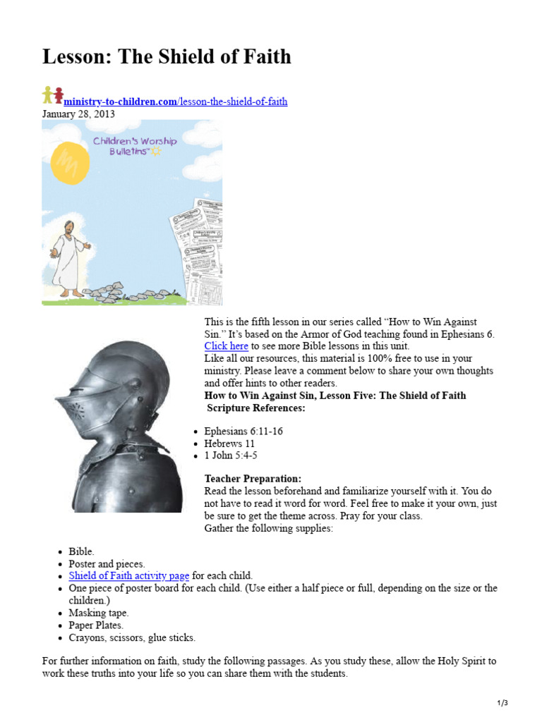Kids' Lesson on the Shield of Faith | PDF | Abraham | Faith