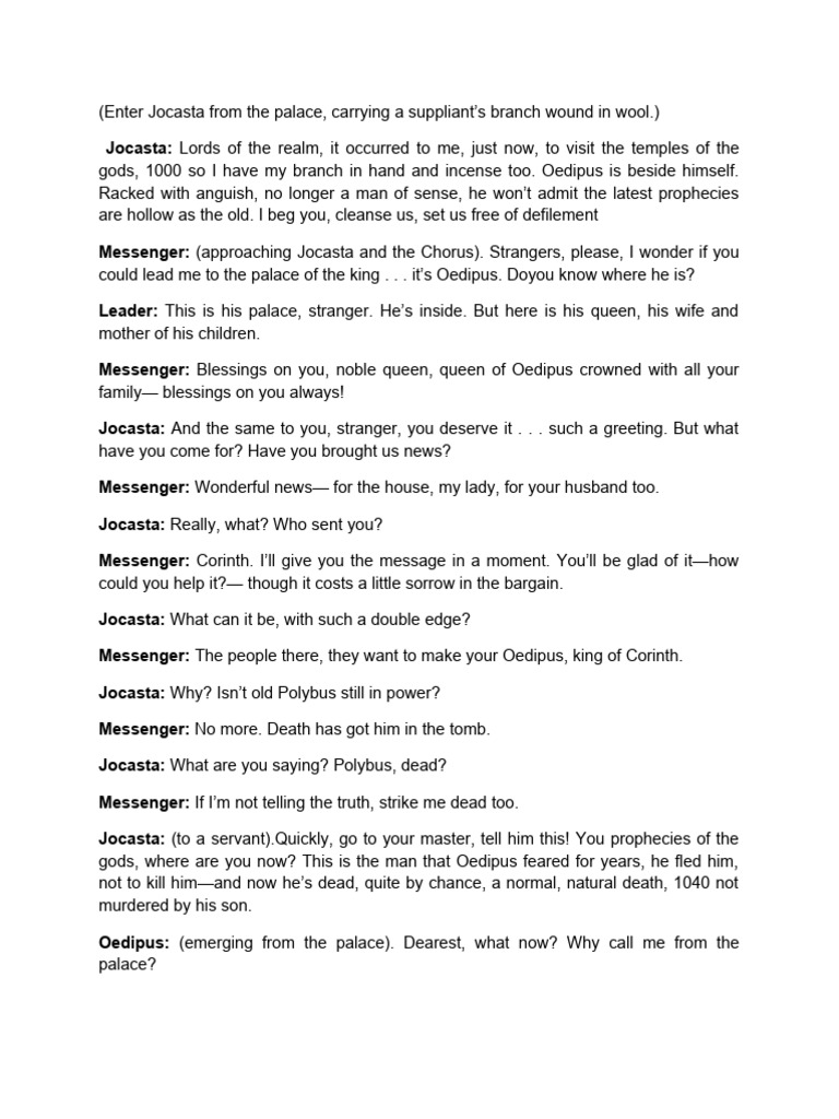 PWL Oedipus Tyrranus Scene 3-4 100301 | PDF | Oedipus