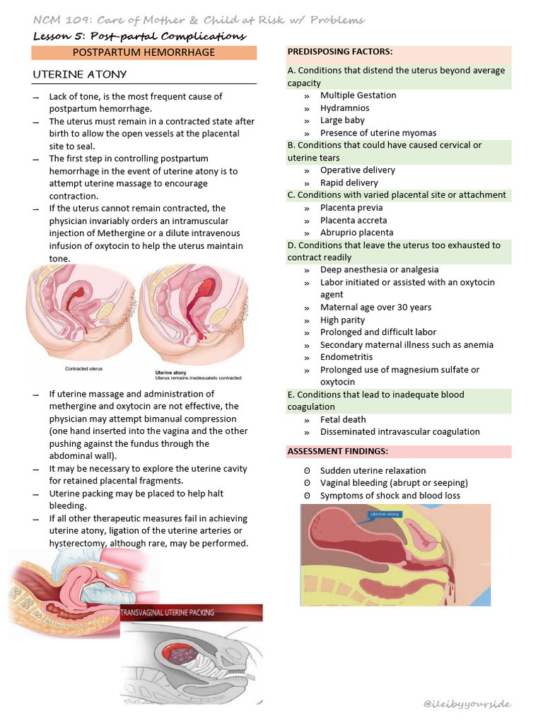 NCM 109 Midterms - Postpartal Complications L1 | PDF | Uterus | Childbirth