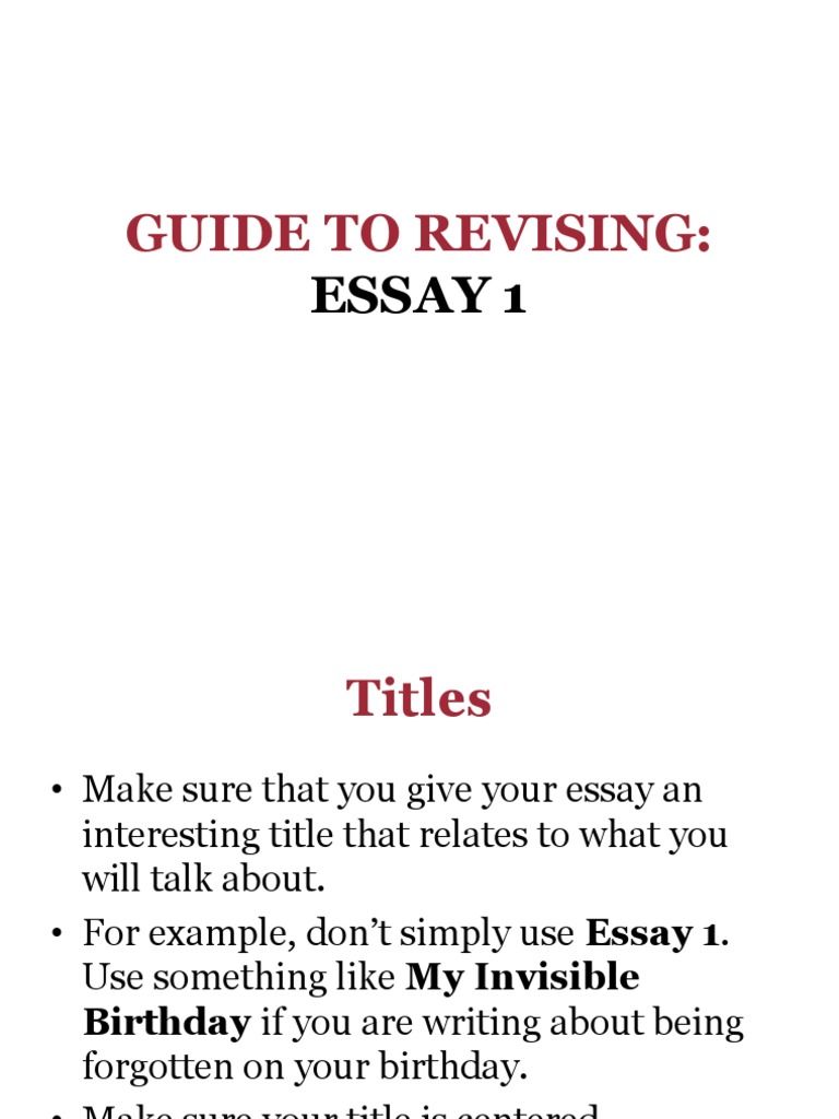 Guide To Revising:: Essay 1 | Download Free PDF | Essays