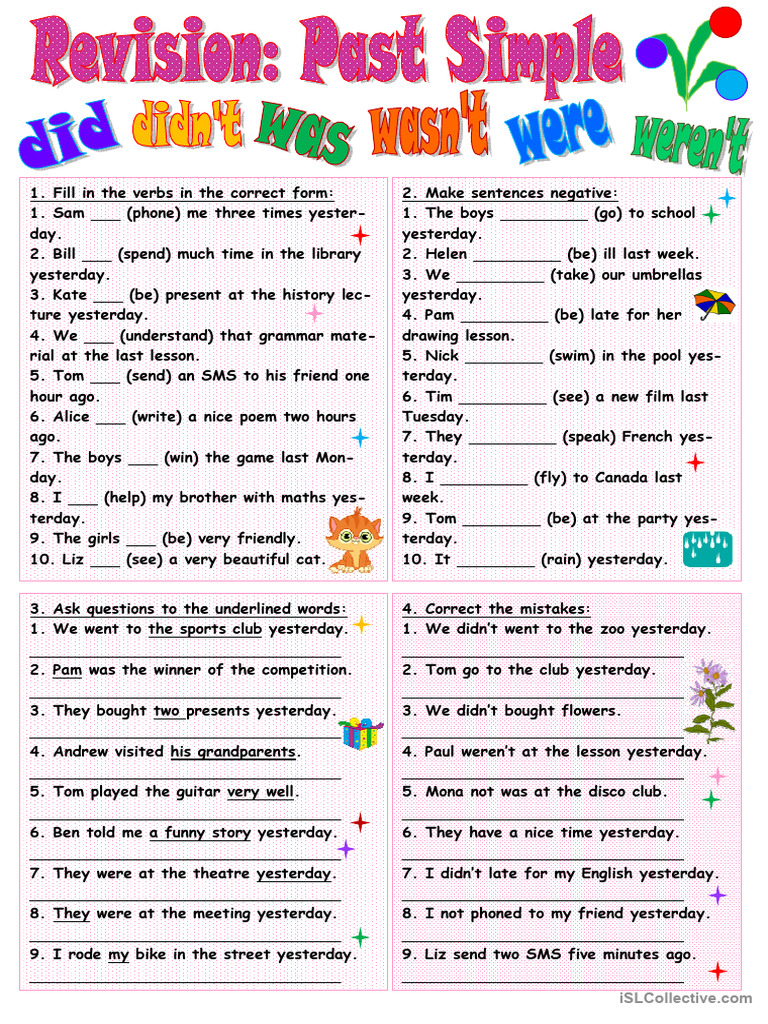 Revision - Past Simple | PDF | Language Mechanics | Syntax