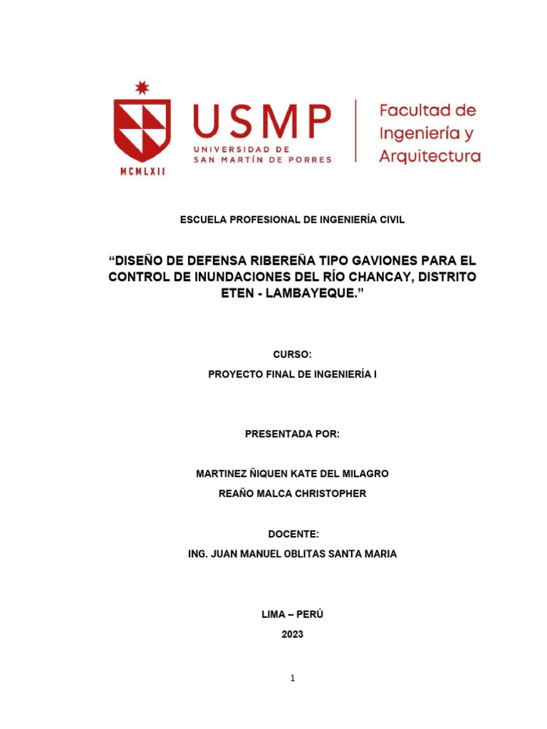 Entregable 1 - Martinez y Reaño | PDF | Control de inundaciones | Inundar
