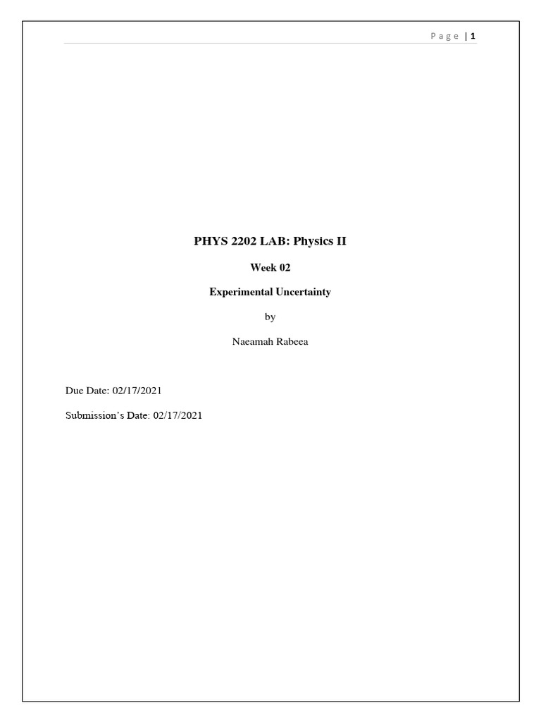 Phys2 Week2 Error Analysis | PDF | Errors And Residuals | Observational Error