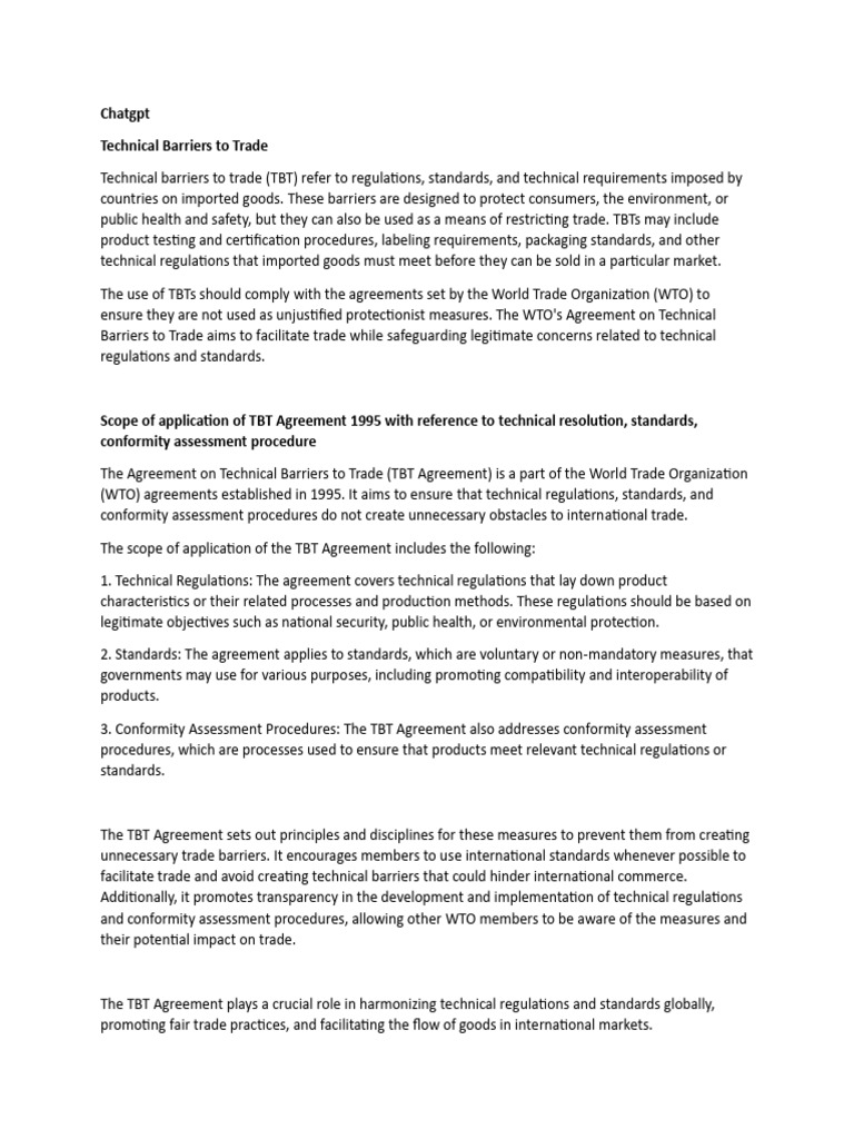 Understanding Technical Barriers to Trade | PDF | World Trade ...