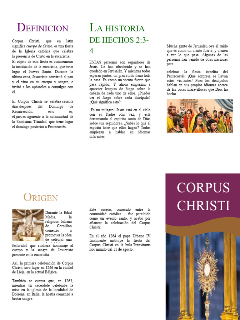 Triptico Corpus | PDF | eucaristía | Pentecostés