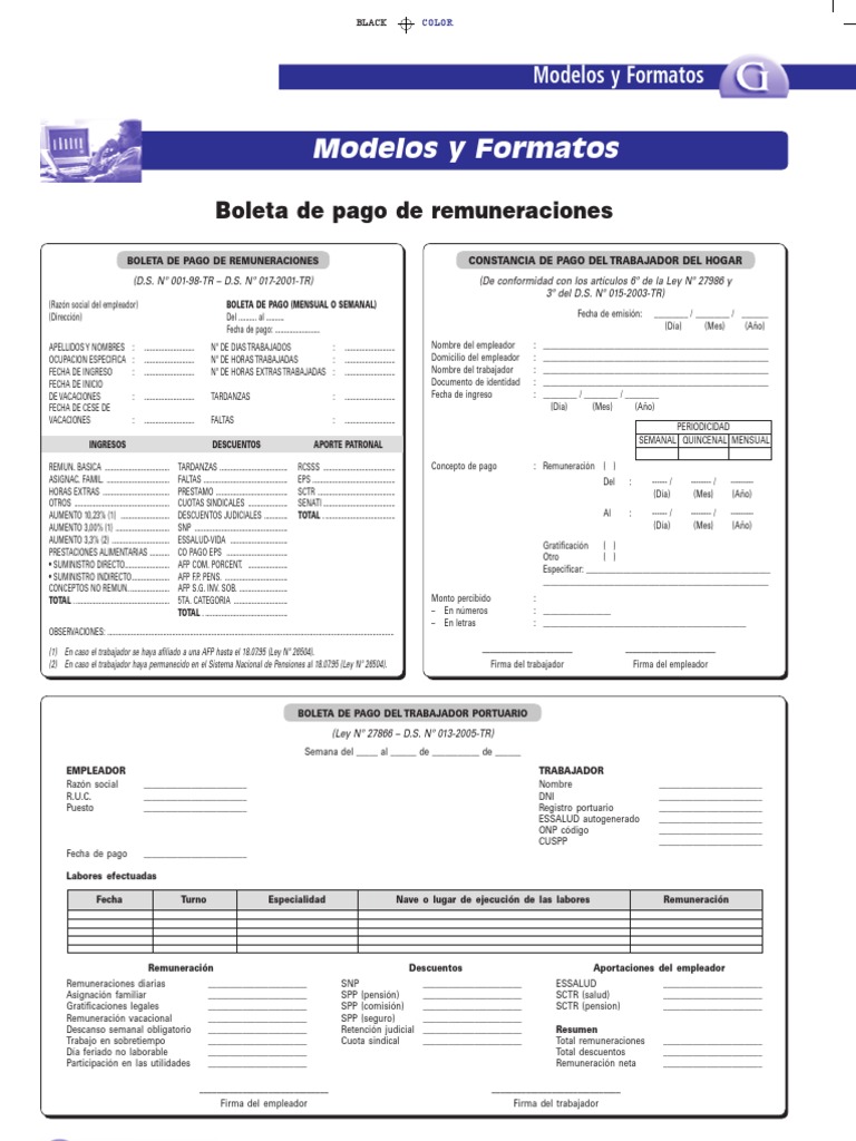 Modelos de Boletas de Pago | PDF | Beneficios para empleados | Compensación laboral