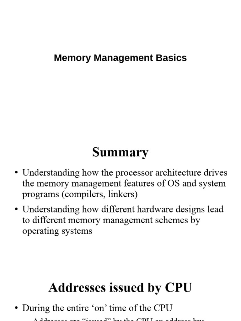 07 Memory Management Basics | PDF | Software Engineering | System Software