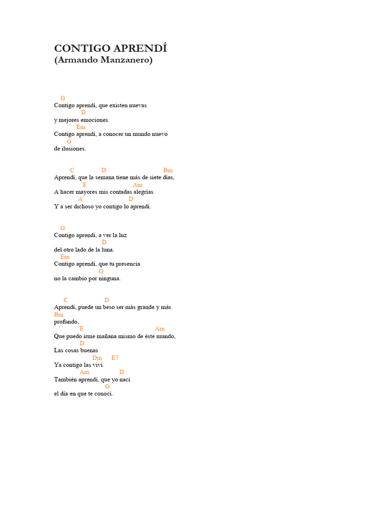 Armando Manzanero Contigo Aprendi Pdf