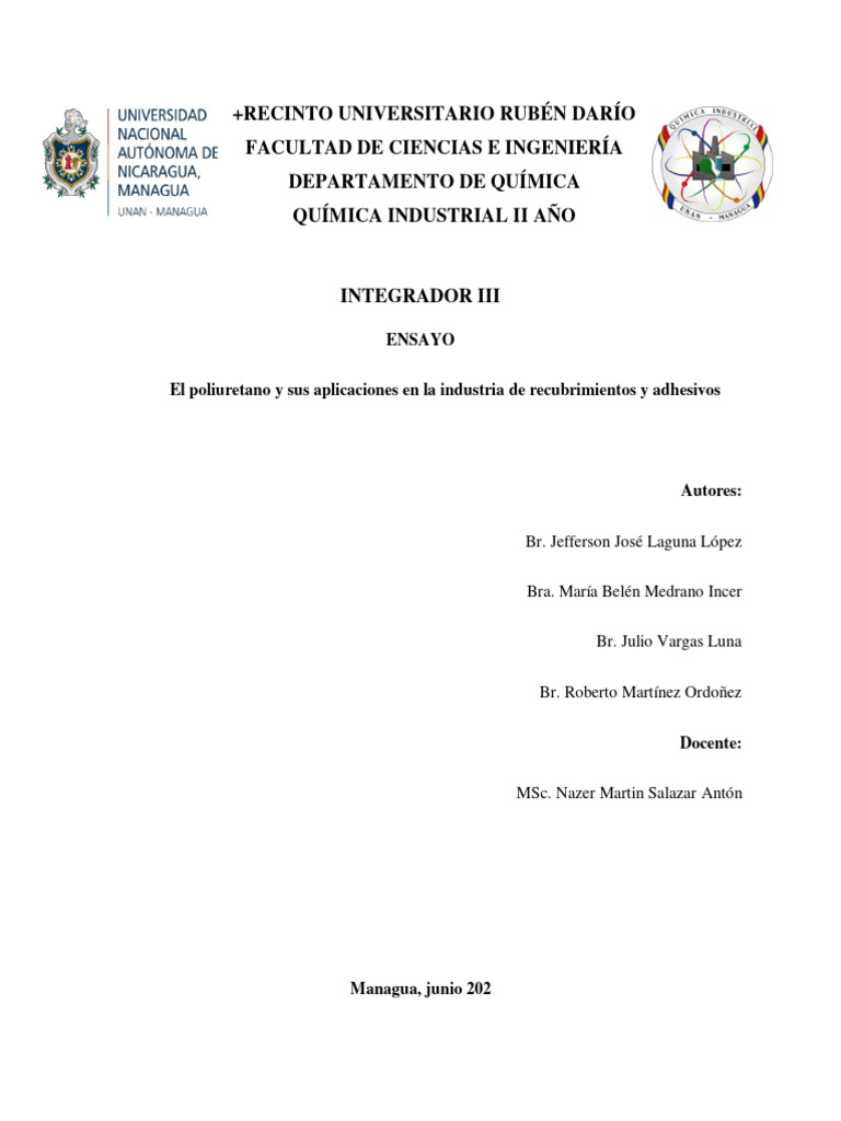 Ensayo de Integrador III | PDF | Poliuretano | Espuma