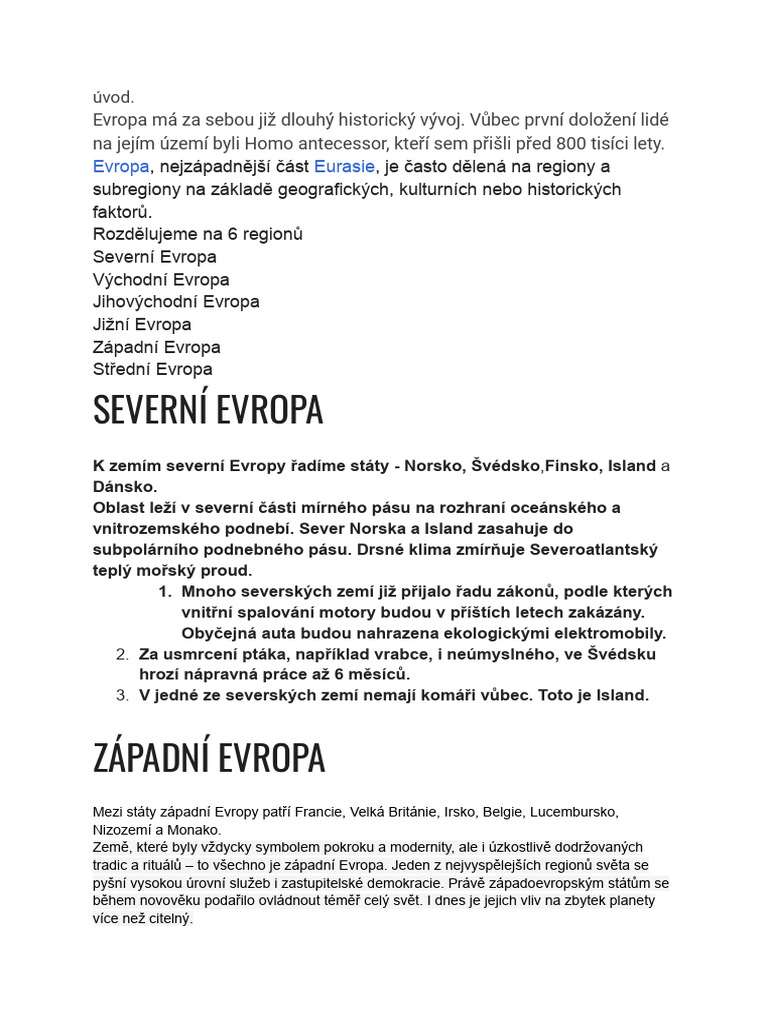Regiony Evropy | PDF