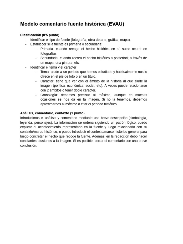 Modelo Comentario Fuente Historico | PDF