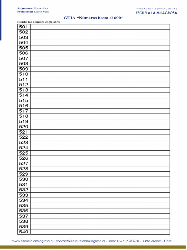 Numeros Hasta El 600 Actividades | PDF