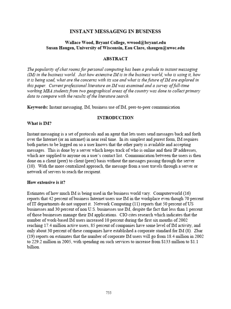 Instant Messaging in Business | PDF | Instant Messaging | Information ...