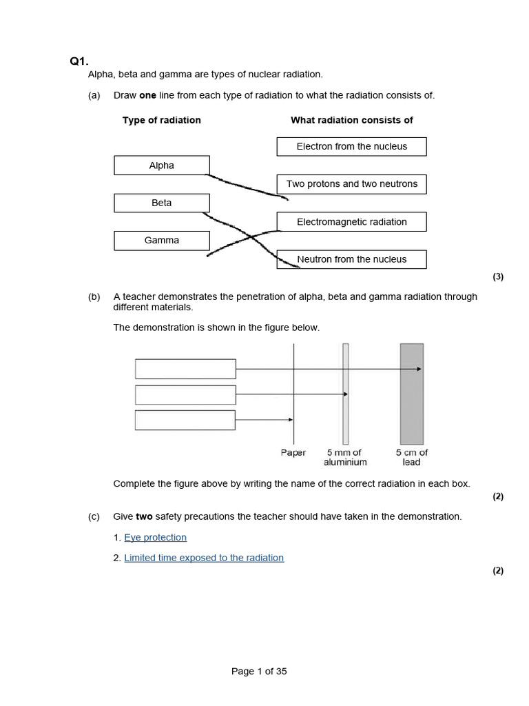 Physics Ppe Paper 1 HW | PDF | Radioactive Decay | Atoms