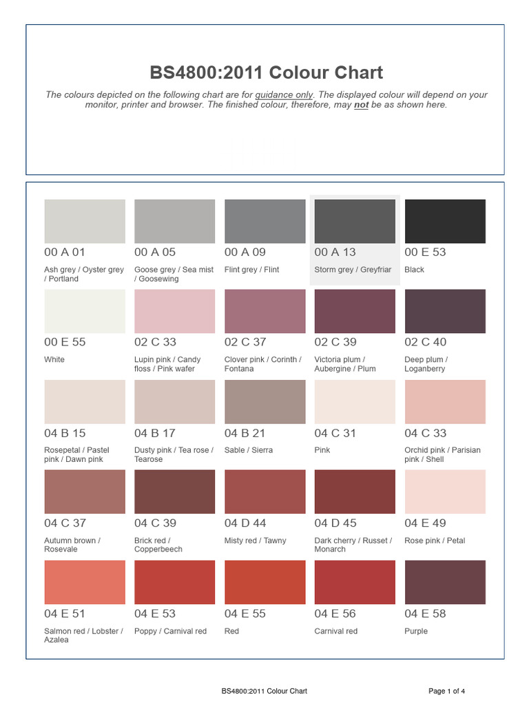 bs4800 Colour Chart | PDF