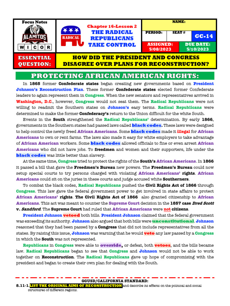 Tinh Doan - 14 GC Radical Republicans Take Control Focus Notes 2023 ...