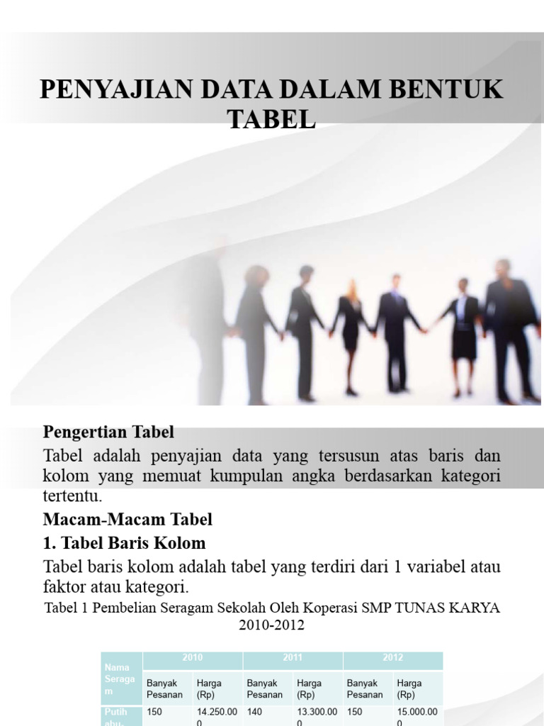 Penyajian Data Dalam Bentuk Tabel | PDF